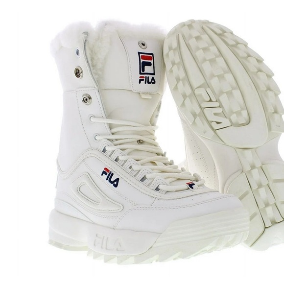 Fila | Shoes | Fila Womens Disruptor Shearling Boots Light Grey Off ...